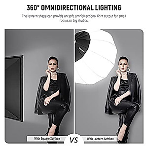 NEEWER Lantern Softbox Diffuser, 34"/85cm Omnidirectional Quick Release Soft Light Modifier with Skirt & Carrying Bag, Compatible with NEEWER CB100 CB150 CB60 RGB and Other Bowens Mount Lights