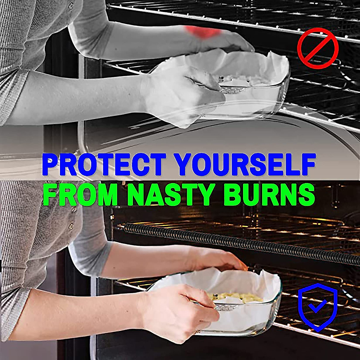 2 PCS/Black Oven Rack Shields - Heat Resistant Silicone Oven Rack Cover 14 inches Long Oven Rack Edge Protector, Protect Against Burns and Scars