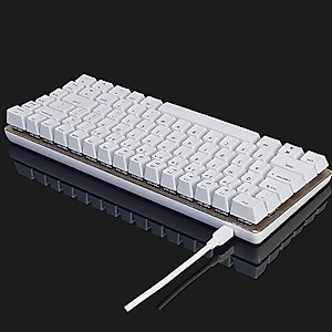 Lomiluskr AK33 Wired Mechanical Keyboard, 82-Keys Compact Mechanical Gaming Keyboard with Anti-ghosting Keys, Small and Portable (Blue Switch/Blue Backlight, White)