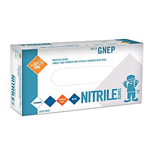 Blue Nitrile Exam Gloves - Medical Grade, Disposable, Powder Free, Latex Rubber Free, Heavy Duty, Textured, Non Sterile, Work, Medical, Food Safe, Cleaning, Wholesale, Size Large (Box of 100)