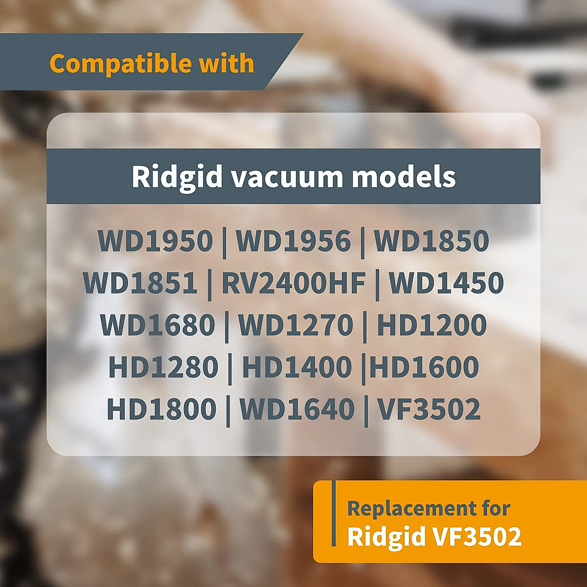 POWERTEC 75002P3 (6PK) Filter Bags for Ridgid VF3502 12-16 Gal Wet Dry Vacuum