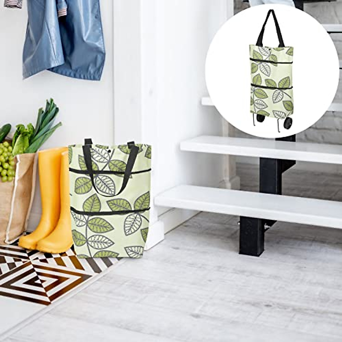 Cabilock Collapsible Trolley Bags Folding Shopping Bag with Wheels Foldable Shopping Cart Reusable Grocery Bags Shopping Trolley Bag on Wheels B