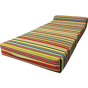 D&D Futon Furniture Multi Colors Stripes Sleeper Chair Folding Foam Bed Sized 70 x 32 x 6, Studio Guest Foldable Chair Beds, Foam Sofa, Couch, High Density Foam 1.8 Pounds.