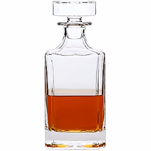 Lily's Home Glass Decanter with Glass Stopper, Let Your Favorite Vintages Breathe with this Beautifully Stylish and Functional Piece (26 Ounces)