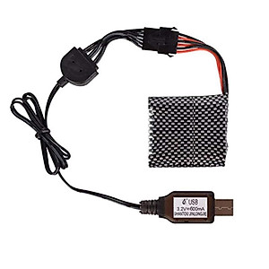 hj Black SM6P Plug 800mAh 9.6V 20C Rechargeable Lithium Battery with Charging USB Cable for High Speed RC Car S911 S912 9115 9116 9120 Remote Control Toy or RC Boat Plane Drone Monster Truck