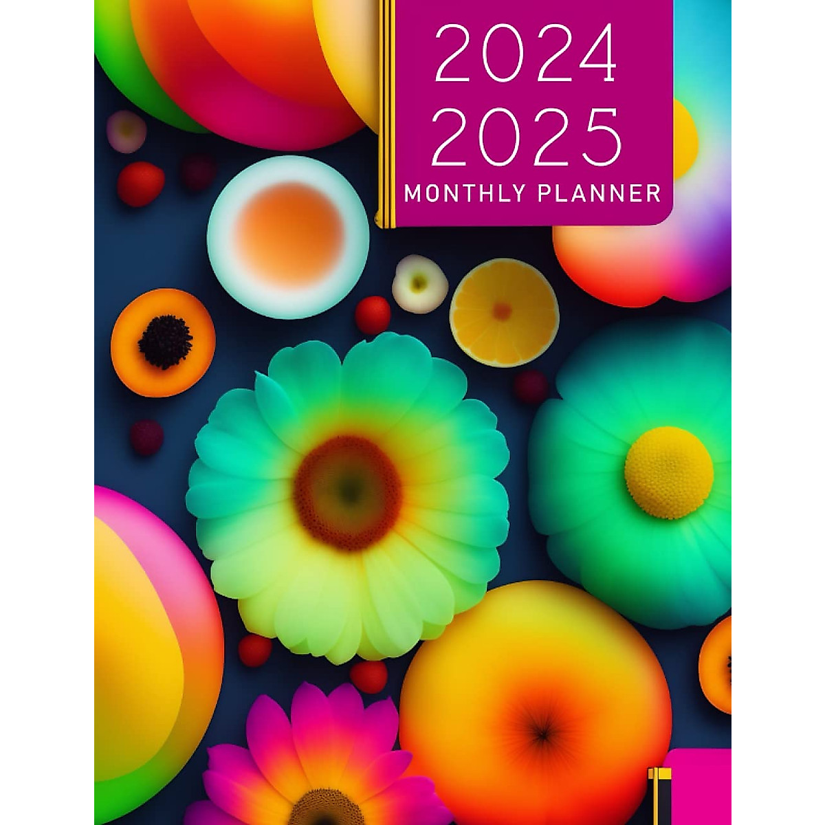 2024-2025 Monthly Planner: Large Floral Two 2 Year Agenda Organizer - 24 Months Calendar .