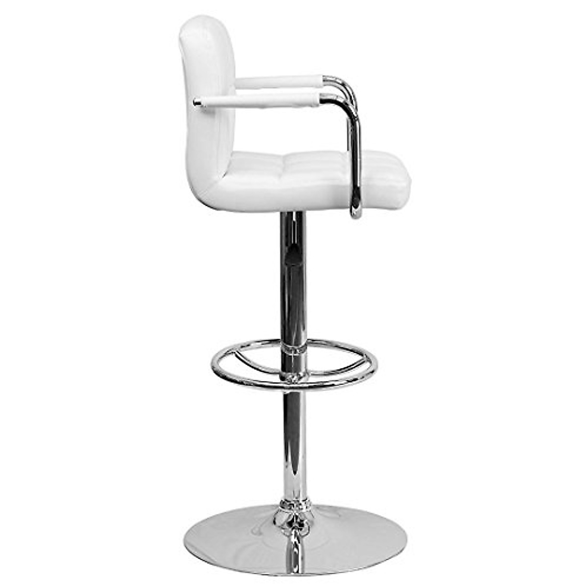 KLS14 Modern Barstools Hydraulic Adjustable Height 360-Degree Swivel Seat Sturdy Steel Frame Padded Cushion Seat Dining Chair Bar Pub Stool Home Office Furniture - Set of 2 White #1978