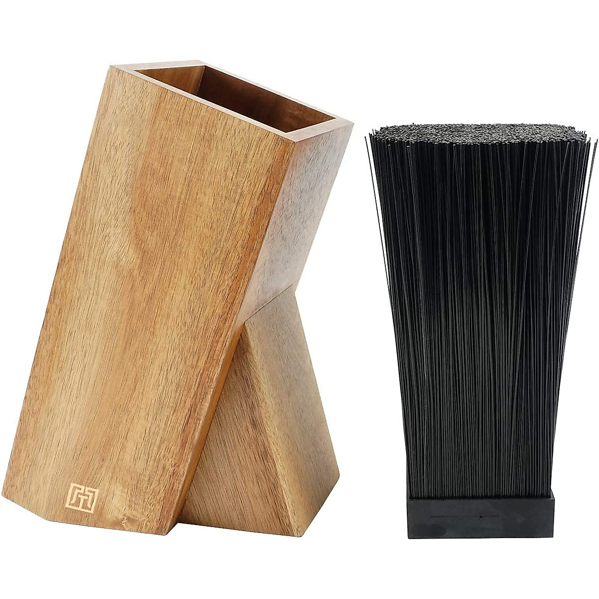 HomeEase Wood Universal Knife Block, Storage Holder Organizer, Easy to Clean Removable Plastic Rods