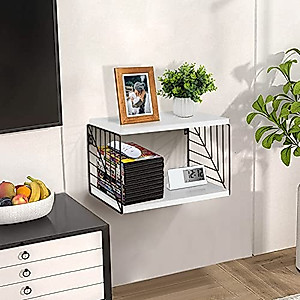 Floating Bedside Table Floating Nightstand Bedside Shelf Wall Mounted Nightstand 2 Tier Floating Wall Shelf Beside Table Floating Shelves for Wall in Bedroom, Living Room,Bathroom,Kitchen,Office,White