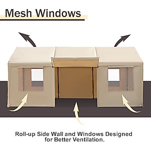 Gardesol Carport, 10’ x 20’ Heavy Duty Carport with Roll-up Sidewall and Ventilated Windows, Portable Outdoor Garage for Car, Truck, SUV, Boat, Car Canopy with All-Season Tarp, Gray