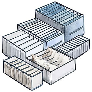 YuGtcen Drawer Organizers for Clothing, Foldable Clothes Drawer Organizer Washable Wardrobe Divider, Dresser Drawer Organizer Clothes for Underwear, Bra, Shirt, Jeans, Sweater, Sock, Tie, etc (6 Pcs)