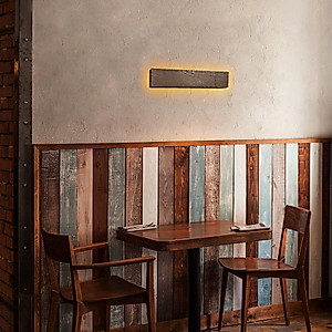 SKIVTGLAMP Wood Wall Sconce Rechargeable Battery Operated LED PIP Motion IR Sensor Wall Lamp, No Drilling Cordless Farmhouse Wall Mounted for Rustic Home Decor Backdrop Customizable Rectangle Walnut