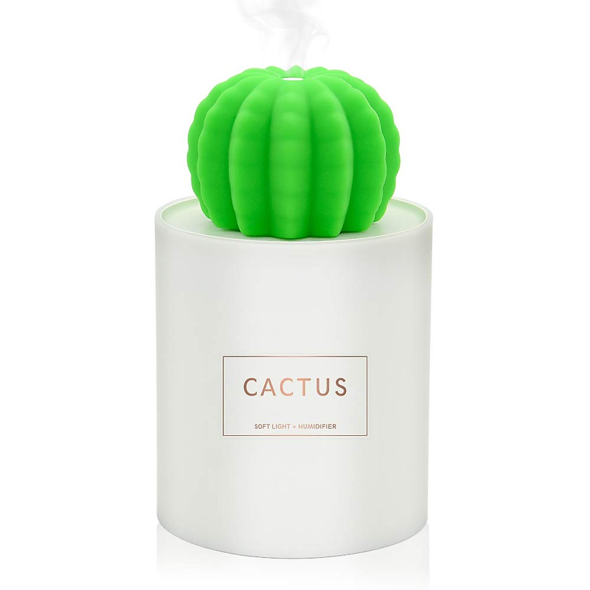 Alicacho USB Small Humidifier with Night Light, 280ml Tank Cactus Humidifier Mini Cool Mist Air Humidifier with Auto Shutdown for Bedroom Office Car