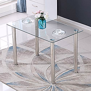 COSVALVE Tempered Glass Dining Table,Table with Rust Resistant Legs,for Kitchen Dining Room Restaurant Coffee Shop Domestic 28in x 43in(Clear Dining Table)