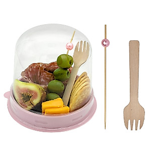 20 Sets Pink Charcuterie Domes With Lids, Charcuterie Cups With Sticks, Appetizer Cups For Parties, Charcuterie Box, Dome Containers, Single Cupcake Containers and Charcuterie Favor Cups Catering Cups