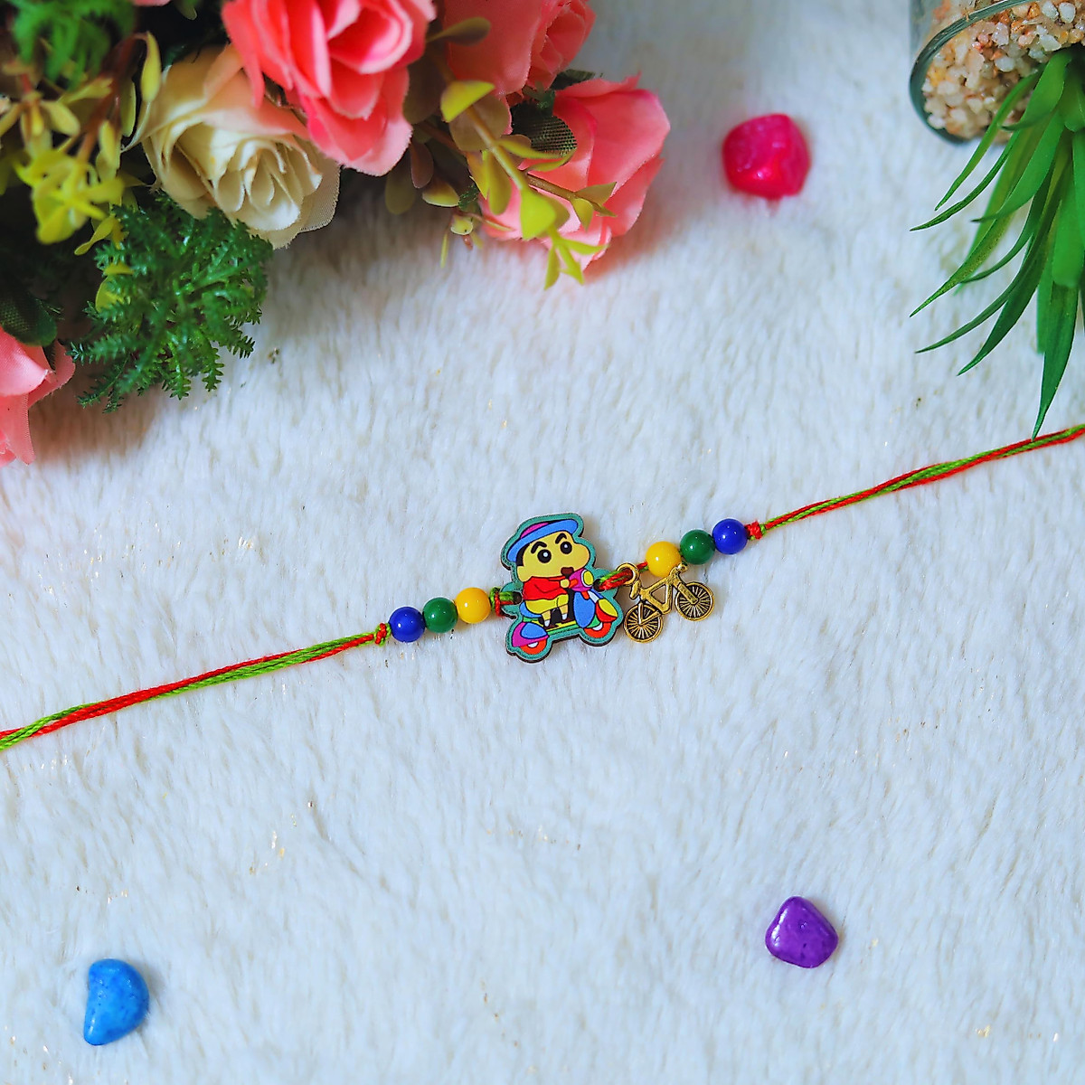DEKORASI Shinchan Rakhi for Brother - Rakhi Thread for Bhai, Bhaiya | Raksha Bandhan Rakhi Dora Bracelet Kalwa for Bro, Sister | Indian Traditional Festival