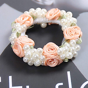 BENPIN Pearl Hair Ties Elastic (4Pcs), Pretty Fancy Hair Scrunchies Hair bands Ponytail Holder Cute Fashion Hair Accessories Ideal For Women Girls Kids (Type 1918)