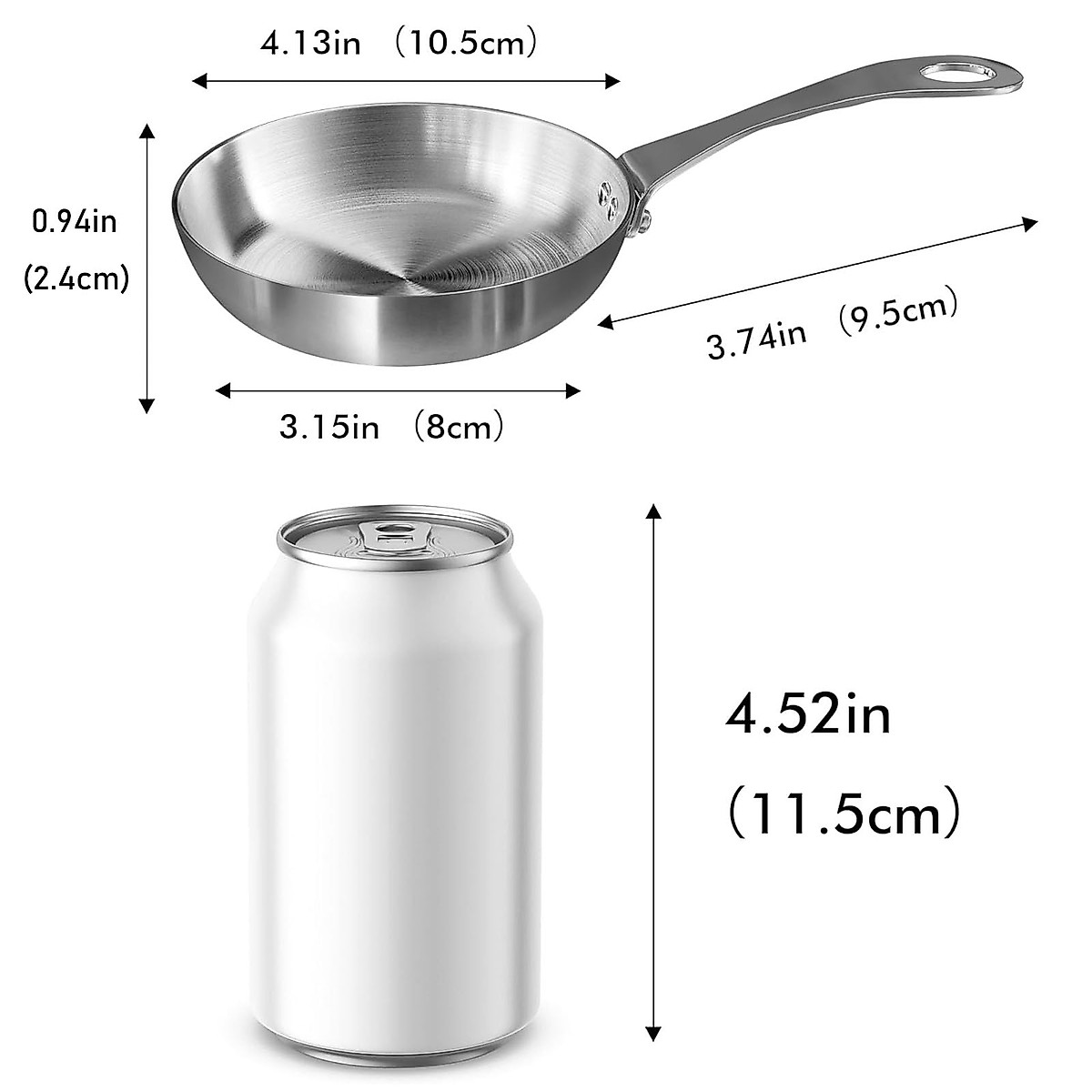 Macevia Mini Sauce Pan,18/10 Stainless Steel Butter Warmer Mini Pan Cooking Sauce Cup with Handle For All Stoves Multipurpose Use for Home Kitchen or Restaurant (0.12 Quart/4 Inch) - Silver