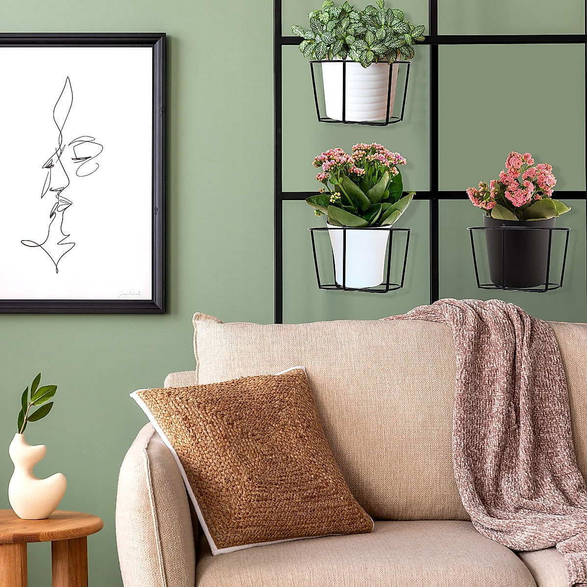 Wesiti 10 Pcs Round Hanging Flower Stand Balcony Planters Railing Hanging Metal Rack Fence Railing Planters Outdoor Balcony Flower Stand Shelf Container(10 Inch,Black)