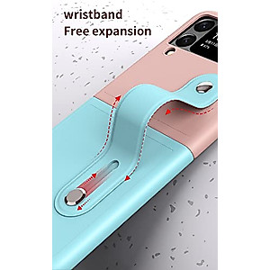 YJZSKRXFAK Case for Samsung Galaxy Z Flip4 5G 2022, Color Collision Slim Fit Protective Cover with Elegant Bracelet Handstrap Case for Galaxy Z Flip 4-Color#3