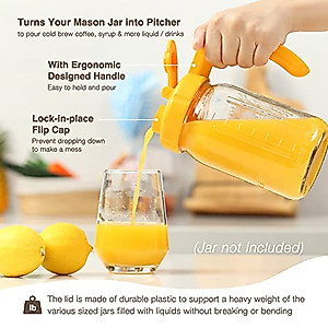 2 Pack Mason Jar Lids with Handle, Airtight & Leak-proof Seal, Easy Pouring Spout, Turns your Mason Jar into Pitcher (Wide Mouth-Navy Blue & Yellow)