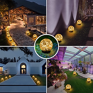 HOFLYW Outdoor Decor Solar Lights Garden Lights Solar Globe Lights Solar Balls for Garden Pathway Lights Solar Garden Decor 3 Pack for Decorations Lawn (Medium 3 Pack, Warm White-3)