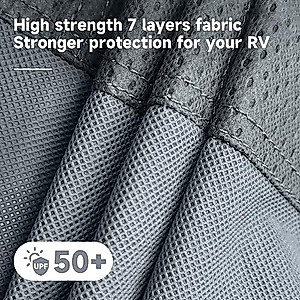 VINPATIO Class C RV Cover Extra Thick 7 Layer Top, Fits 26'-29' RV, Heavy Duty Windproof Class C Cover, Waterproof Anti-UV Camper Cover with RV Accessories 2 Extra Long Straps, Gutter Covers
