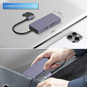 HOPDAY USB C Hub, 6 in 1 USB Mini Docks with 4K-HDMI, SD/TF, USB 3.0/2.0 to HDMI Adapter, 6-Port USB Docking Station for MacBook Air/Pro, Lenovo Laptop, Surface Pro