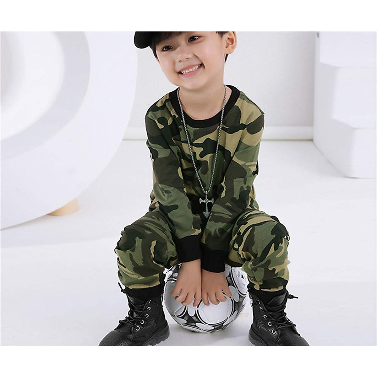 Mud Kingdom Boys Jogger Sets Long Sleeve Camo Gray Casual Size 7-8