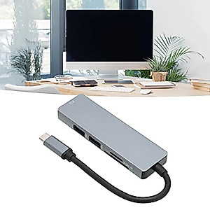 USB C Hub, 30HZ 4K HD 5 in 1 USB C Multiport Adapter 3840x2160 5Gbps Transfer Support Dual Cards PD Charging USB Docking Station for Home Office Travel