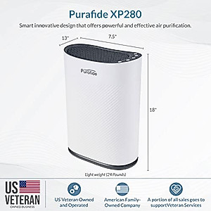Purafide XP280 | Veteran Owned | 2-Yr Filter Life | H13 HEPA Air Purifier | Elegant Old Fashion Controls | 1700 Sq Ft Coverage. Home, Bedroom, Pets, Dust - White, 2-Pack