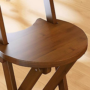 29 inch Breakfast Folding Bar Stool, Bamboo Kitchen Stool with Backrest & Footrest, Portable High Chair for Home Garden Indoor Outdoor, 74cm Seat Height(Brown)