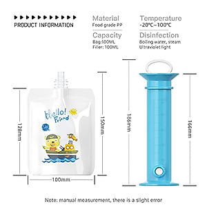 7 PCS Kit Baby Food Pouch Maker, Toddler Fruit Squeeze Puree Filler for Kids, Pure Color Pouches (Green)