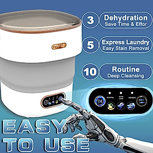 Portable Washing Machine, 15L New Updated Small Washing and Dryer Machine, Collapsible Mini Washer with Spin for Travel, Apartment, Baby Clothes, Socks (Grey)