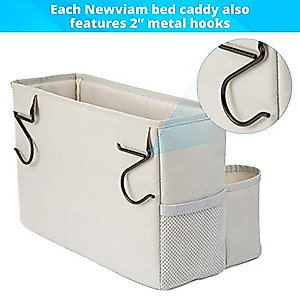 Bedside Caddy, Bed Pocket Hanging Organizer, Bunk Bed Storage with Cup Holder for Platform Bed Frames, Personal Organizer, Dorm room and loft Bedframe Accessories