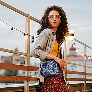 YeFine Bling Rhinestone Women's Handbags Sparkling Crystal Wedding Party Purses Small Shoulder Bags Clutch Evening Bag (Rhinestone Sling Bag Blue)