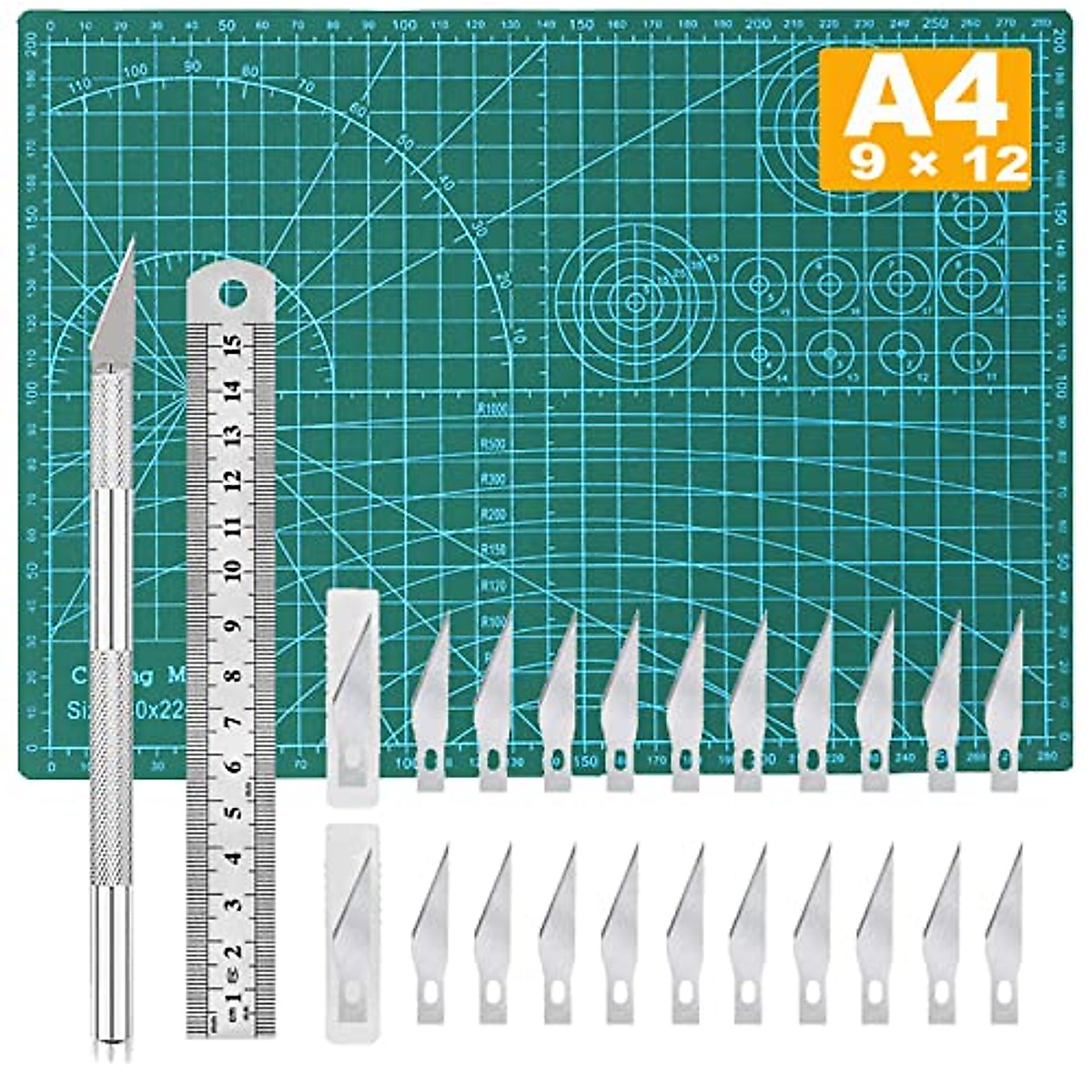 Self Healing Sewing Mat, Exacto Knife Precision Carving Craft Hobby Knife Kit for DIY Art Work Cutting, Hobby, Stencil, Scrapbooking-A4(9"x12")