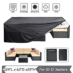Oslimea Patio Furniture Cover Waterproof Outdoor Sectional Sofa Set Covers Heavy Duty Outdoor Rectangle Table and Chair Set Covers, Dust Proof Furniture Protective Cover Large 124" L x 63" W x 29" H