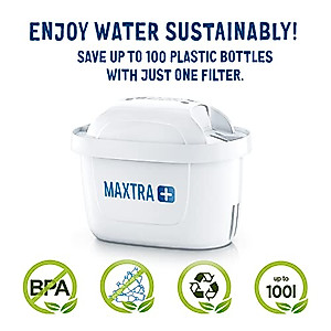 BRITA MAXTRA+ replacement water filter cartridges, compatible with all BRITA jugs -reduce chlorine, limescale and impurities for great taste - 6 Count (Pack of 1)