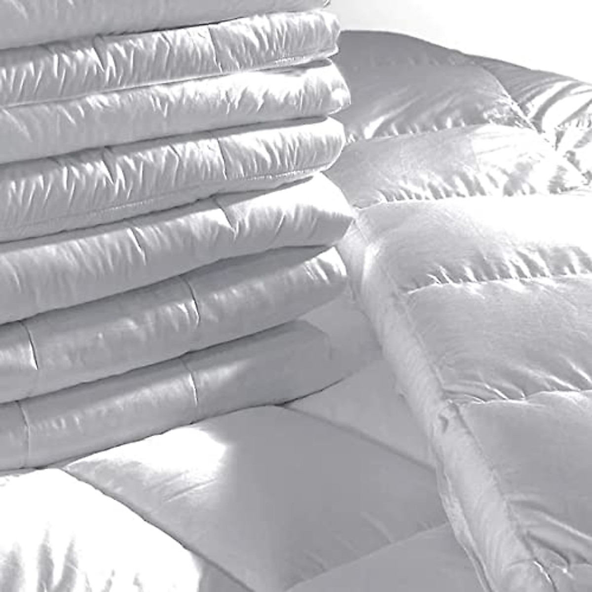 Down Etc Mattress Topper Essential Feather Bed with Baffle Box Construction, King, White