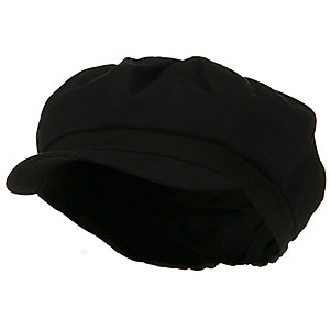 e4Hats.com Cotton Elastic Big Size Newsboy Cap - Black XL-2XL
