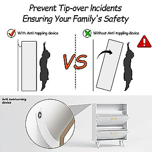 SINROM Shoe Cabinet for Entryway, Slim Shoe Storage Cabinet with 2 Flip Drawers, Freestanding Shoe Organizer with Open Shelf for Hallway, White