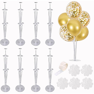 BEISHIDA 8 Sets Balloon Stand Kit 8, Balloon Centerpieces for Tables, Balloon Holder for Wedding Baby Shower Graduation Party Decorations 30th 40th 50th 60th Birthday Decorations (without balloons)