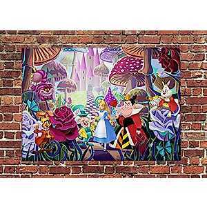 The Fantasy World of Alice Backdrop, 5 x 3 ft Alice in Wonderland Theme Banner Supplies, Tea Party Baby Shower Background for Birthday Party Cake Table Decoration