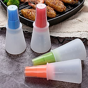 4 pcs Silicone Oil bottle brush， BBQ/Pastry Basting Brushes,Silicone Cooking Grill Barbecue Baking Pastry Oil/Honey/Sauce Bottle Brush (Red, orange, green, blue)