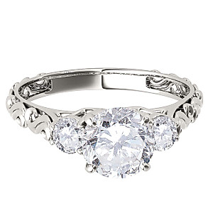 MauliJewels 0.50 Ct. Three-Stone Diamond Engagement Ring Women, 14K Solid Gold