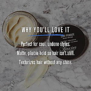 Baxter of California Clay Pomade Firm Hold / Matte Finish Hair Pomade for Men and Women, Perfect for Texturizing Straight or Wavy Hair - 2 Ounces