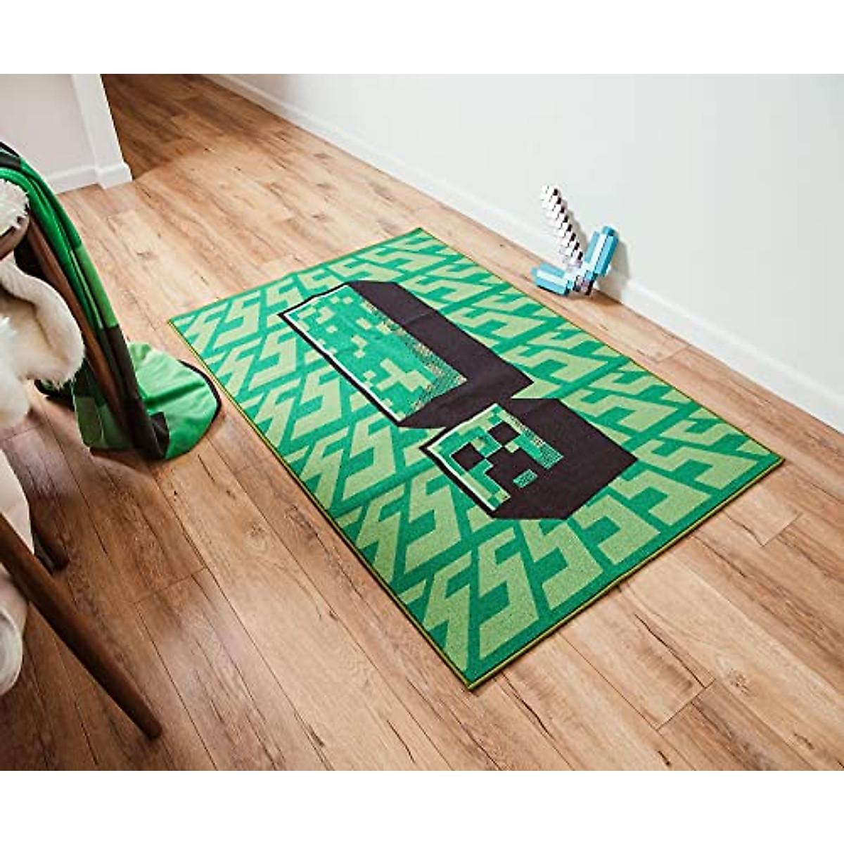 Minecraft Green Creeper Printed Area Rug | 60 x 39 Inches