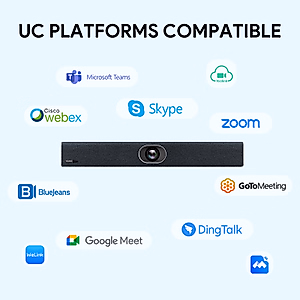 Yealink UVC40 Video Conference Room Camera Teams Zoom Certified, 4K Webcams All-in-One Video and Audio Conferencing Video Bar, 133° Wide Angle Webcam, Speaker Tracking, PC Connected via USB-A