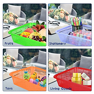 Kolewo4ever 24 Pack Classroom Storage Baskets Pencil Organizer Bins 13.5 x 10 x 3 Inch Paper Trays Organizer Basket Plastic Book Baskets for Classroom Library Organizer